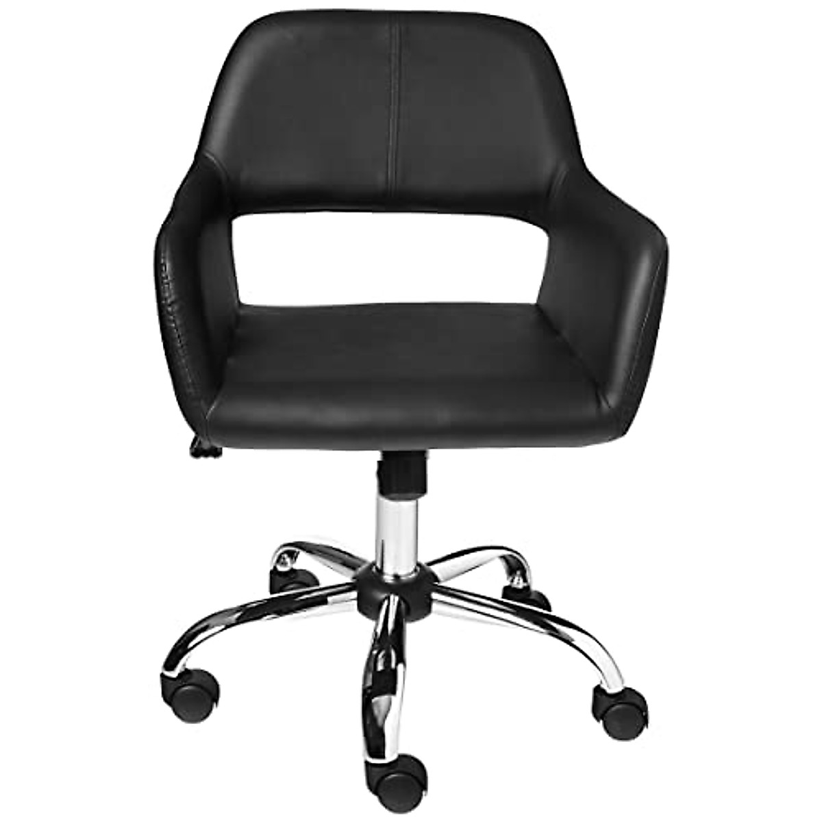 CangLong Chair PU Faux Leather Seat Vintage Arm Chair with Metal Legs Classic Swivel Living Room Chairs for Study Room Bedroom Set of 1, Black