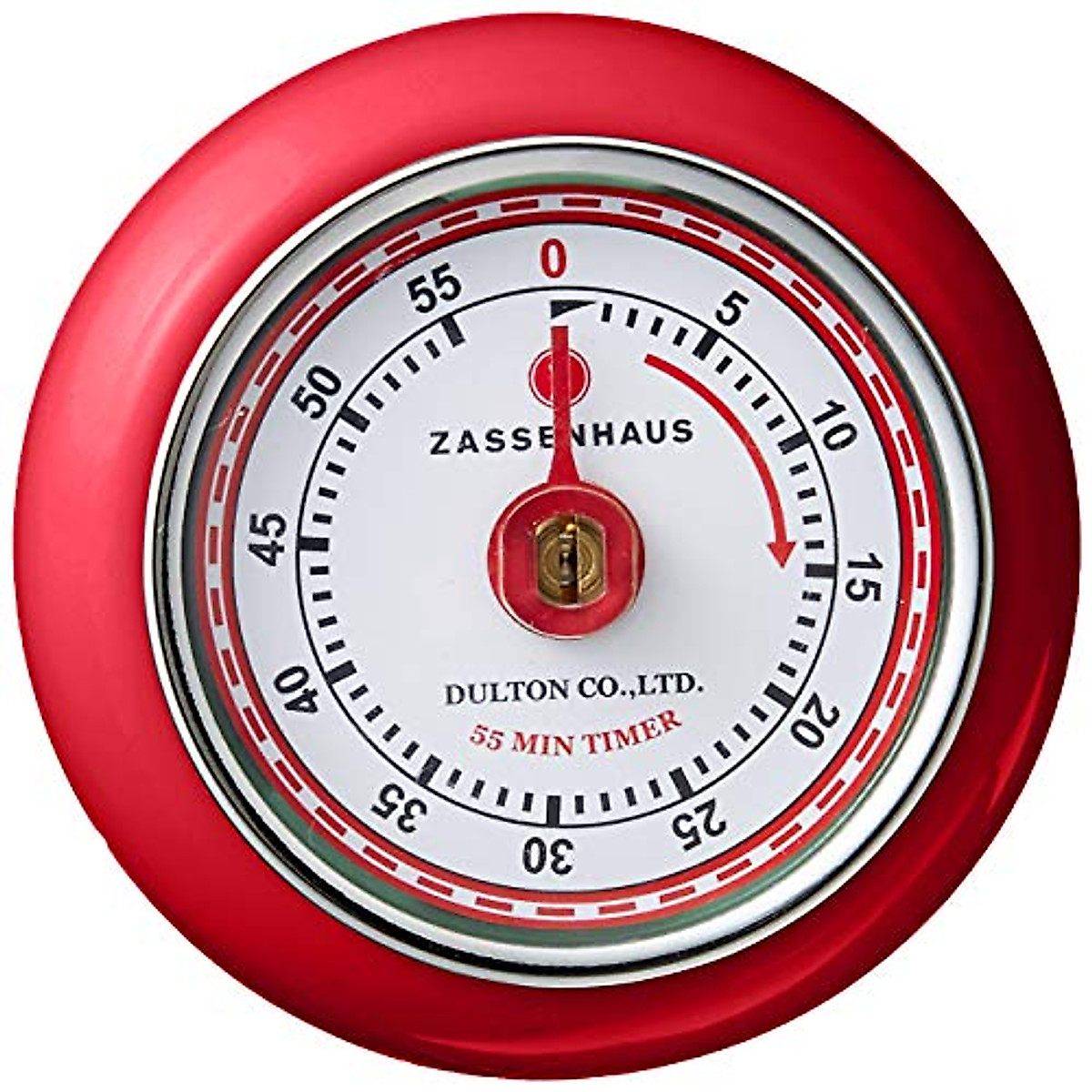 Zassenhaus Magnetic Retro Kitchen Timer, Classic Mechanical Cooking Timer (Red), 2.75-Inch