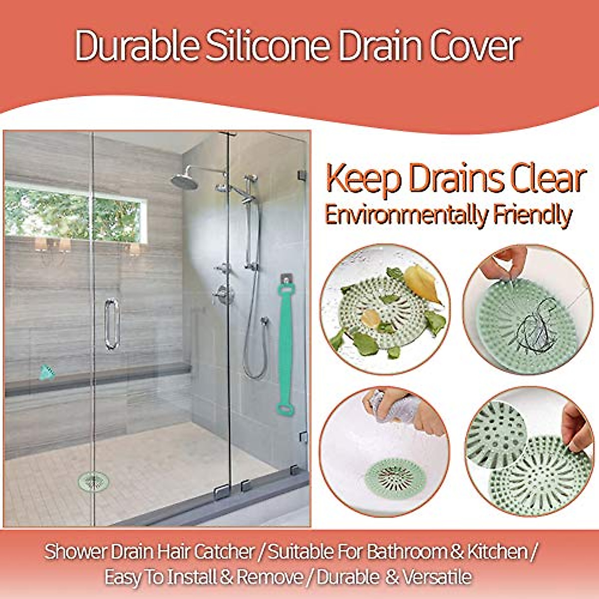 Zuzu Baba 6 Piece Full Body Spa Kit Scalp Massager Silicone Back Scrubber Facial Cleanser Nail Brush Hair Catcher Multifunction Women Men Kids Pets Bundle. Massage Exfoliating Cleansing.