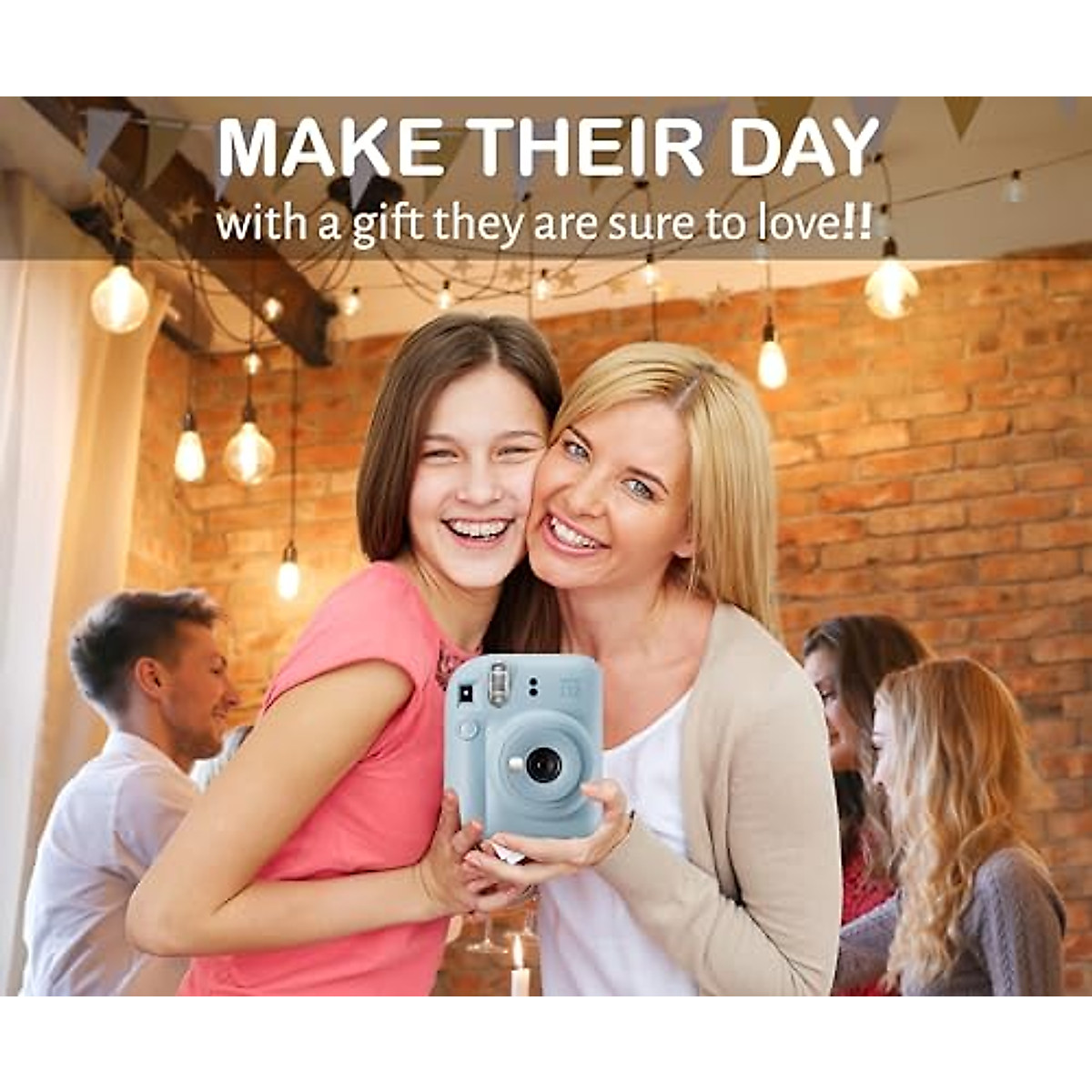 Fujifilm Instax Mini 12 Instant Film Camera (Pastel Blue), Fuji Instax Film Value Pack 30 Sheets, Protective Case, Instax Gift Bundle