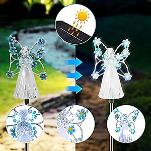 soputry Waterproof Solar Angel Lights, 2023 New Solar Angel Garden Stake Lights, Solar Powered Decorative Light for Garden Yard Patio Cemetery Grave Decorations (Yellow)