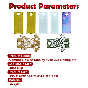 Generic Name Plates for Stanley Cup Lid 40oz Blank Acrylic DIY Personalized Name Plate Identification Clear Name Tag, Green