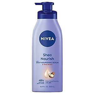 NIVEA Shea Nourish Body Lotion, Dry Skin Lotion with Shea Butter, 16.9 Fl Oz Pump Bottle