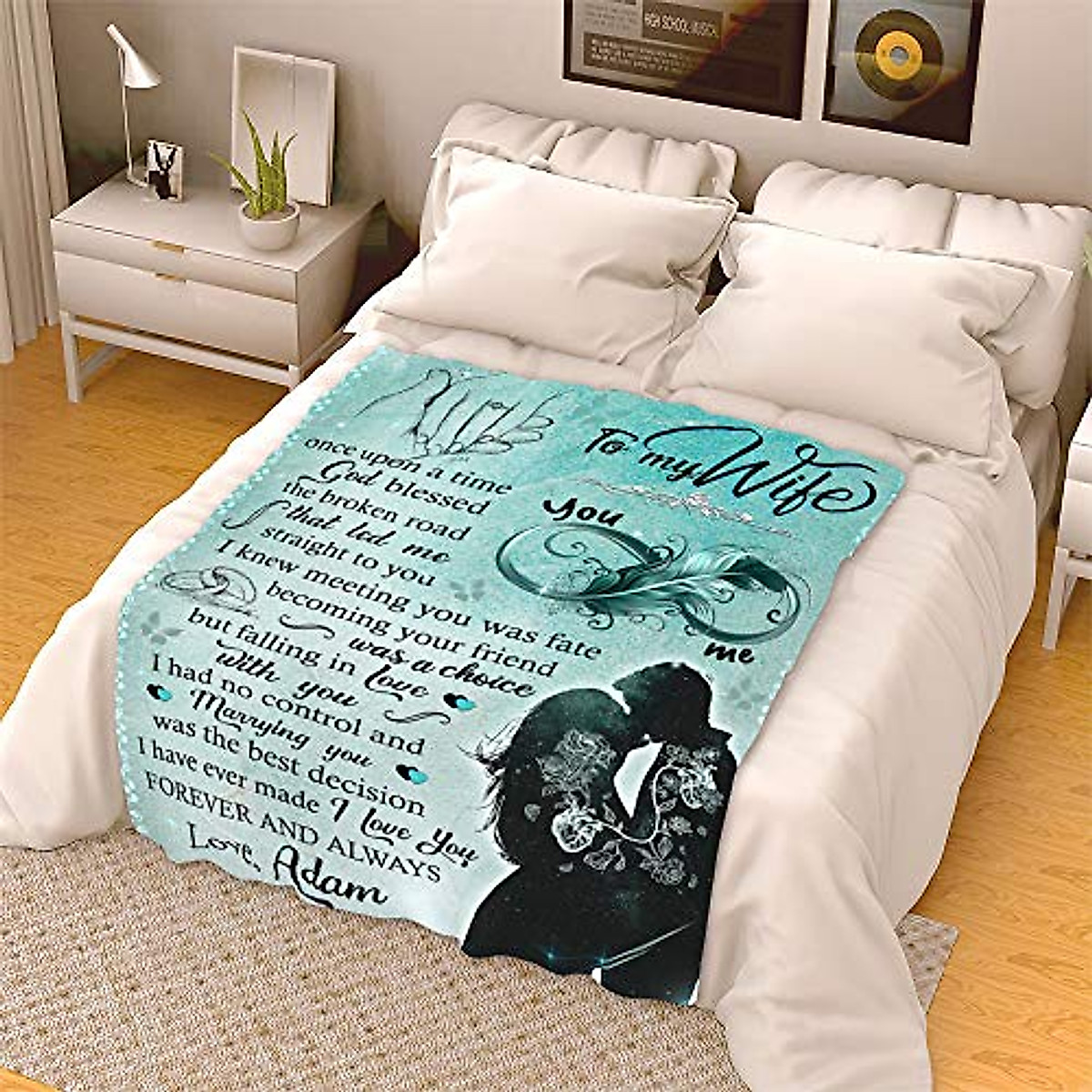 Customized Fleece Blankets for Wife with Husband's Name, Best Gift for Your Life Partner with Quotes, Valentine's Day Gifts, Birthday Gift, for Wife, Supersoft and Cozy Blanket