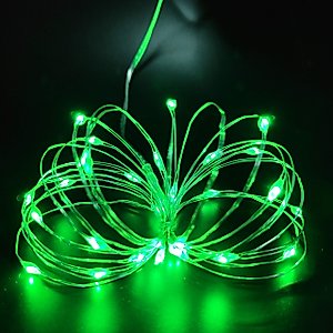 Pack 2 Battery Operated Mini Led String Light,Indoor Fairy Lights Dewdrop Light with Timer 6Hours on/18Hours Off for Wedding Party Lighting Decoration,30 Count LEDs,10Feet Silver Wire (Green Color)