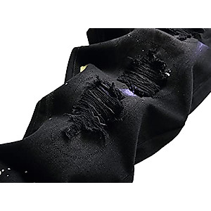 DANT BULUN Men's Ripped Distressed Destroyed Slim Fit Straight Leg Denim Jeans (40, Black060)