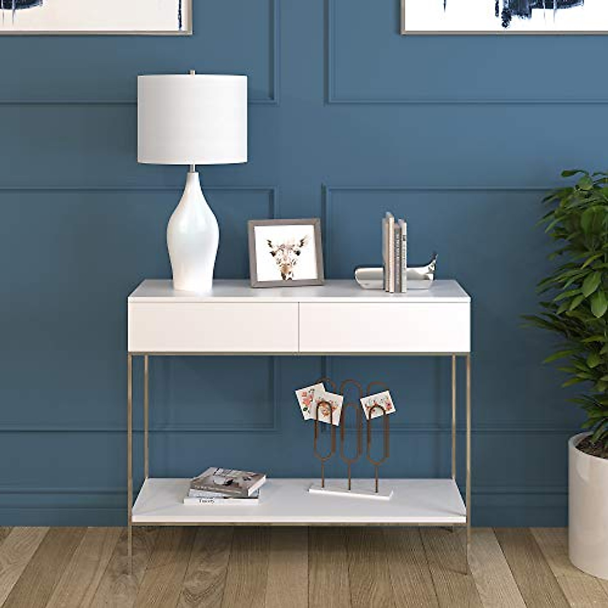 Bella 28.25" Tall Porcelain Table Lamp with Fabric Shade in White/White