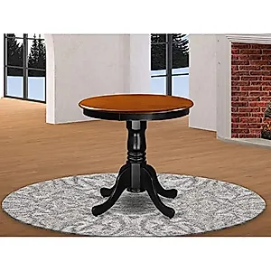 East West Furniture EMT-BCH-TP Eden Kitchen Dining Table - a Round Solid Wood Table Top with Pedestal Base, 30x30 Inch, Black & Cherry