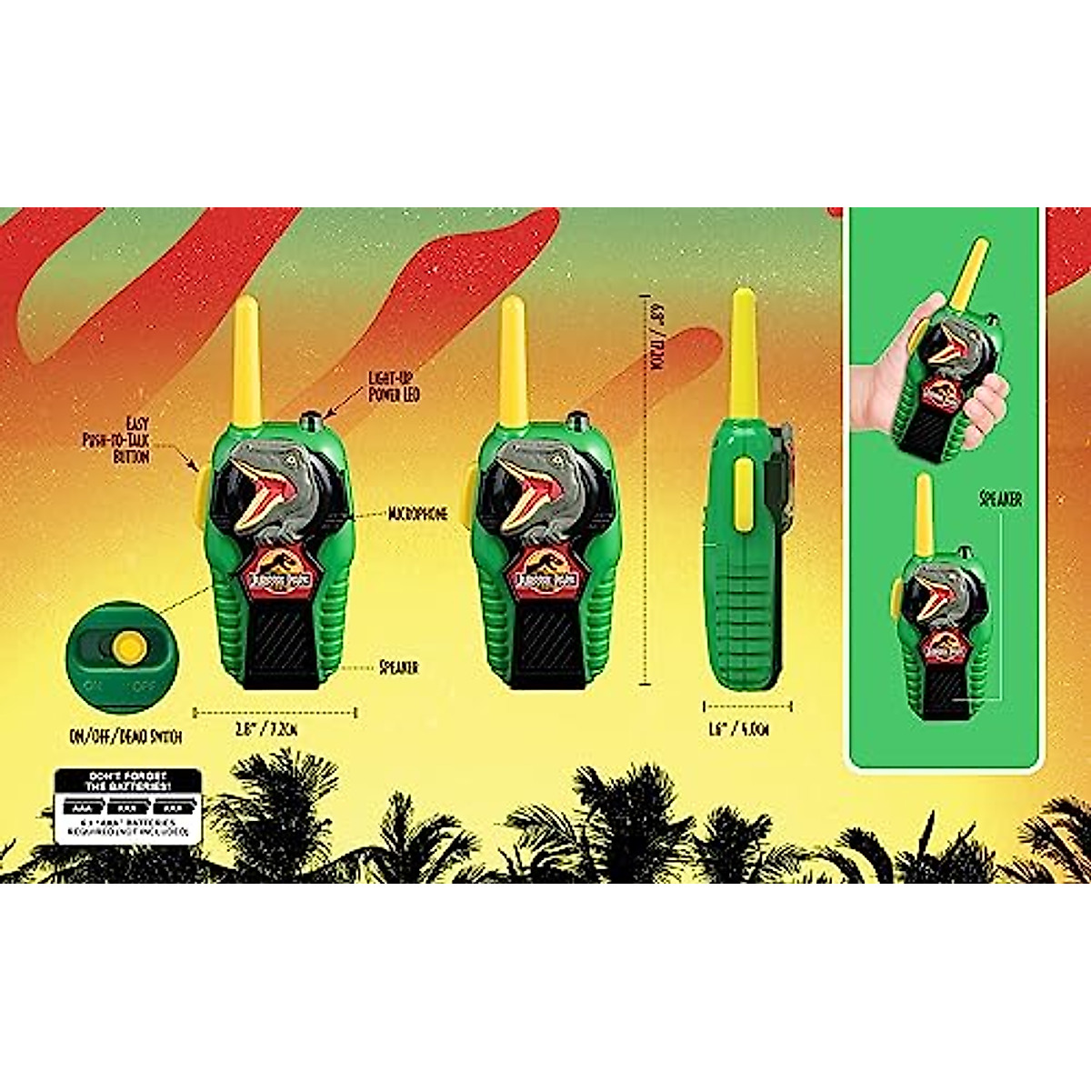 ekids Jurassic Park Toy Walkie Talkies for Kids, Indoor and Outdoor Toys for Kids and Fans of Jurassic Park Toys