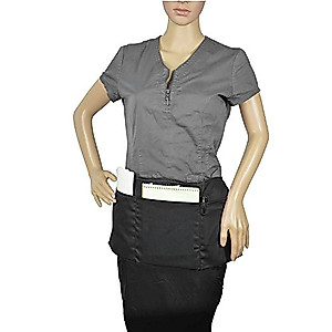 Waist Aprons Commercial Restaurant Home Bib Spun Poly Cotton Kitchen (3 Pockets) in Black