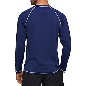 Arcweg Rashguard Men Long Sleeves Diving UV Protection UPF 50+ Elastic Rash Vest Loose Fit Top Swimming Quick Drying Surfing Pool T-Shirt Sports Top Rashie XL (US) Dark Blue