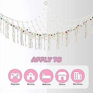 Stuffed Animal Nets, 59 Inches Hanging Stuffed Animal Netting Storage Large Wall Corner Stuffed Animal Hammock Organizer Ceiling Net DIY Beads for Kids Toy Display Bedroom Nursery (59 Inches, White)