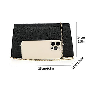 DETARA Women Evening Handbag Glitter Sequins Clutch Purses for Women Shiny Crossbody Bag Formal Wedding Party Prom Purse (Black 305B)