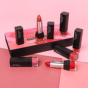 YOUNG VISION Classic Colors Lipstick, Lip Stick Bundles Gift Box Set, Matte Nude Finish, Retractable, 6 Packs