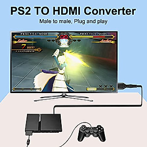PS2 to HDMI Converter Adapter Video Converter PS2 to HDMI Adapter Cable 1m/3.2ft for HDTV HDMI Monitor Supports All PS2 Display Modes