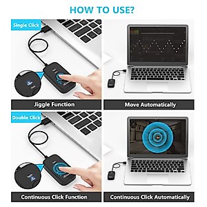Cloudeck Mouse Jiggler Undetectable for Computer, USB Mouse Mover, Gaming Automatic Continuous and Assistive Click Device, Plug & Play, Simulate Mouse Pointer Movement to Prevent PC Going Sleep