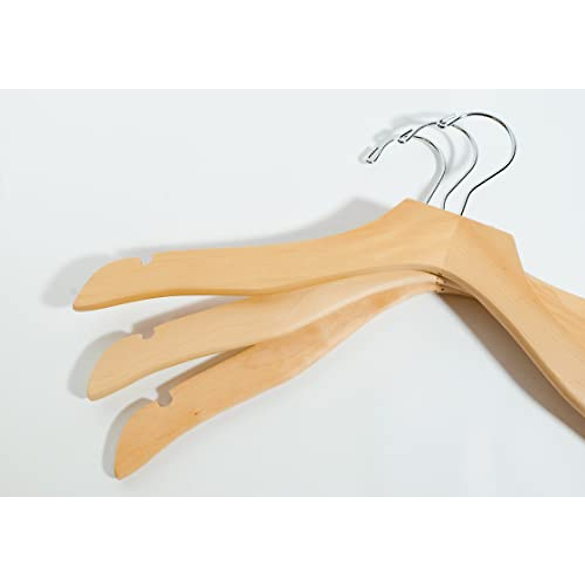 Classic Wood Bridal Dress Hangers - Natural Finish (10-Pack)