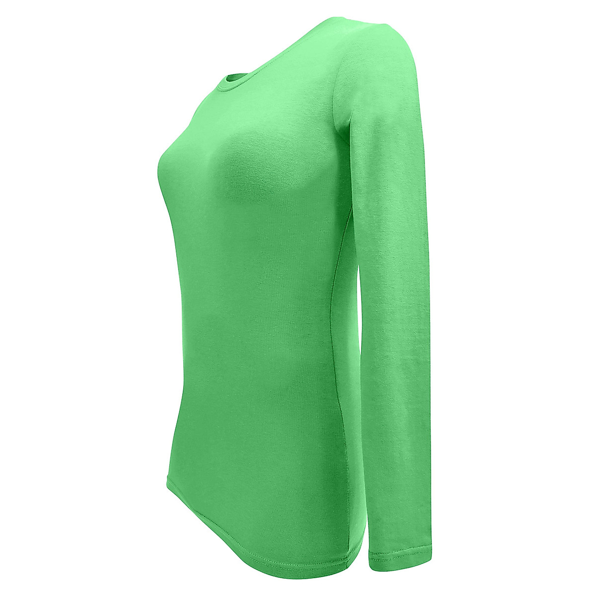 Cotton Essentials Women's Under Scrub Tee Crew Neck Long Sleeve T-Shirt (Light Green, Small)