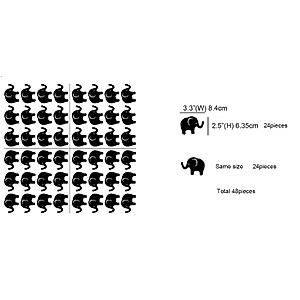 JUEKUI Set of 48pcs Baby Elephant Wall Decals Woodland Elephant Wall Decor Stickers for Kids Bedroom Nursery Decor Removable Vinyl WS15 (Gray)