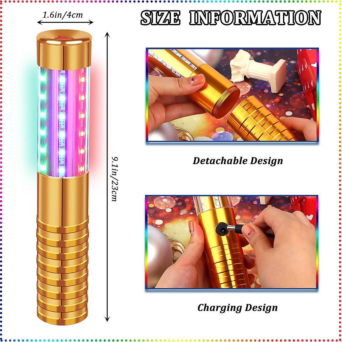 4 Pieces LED Strobe Baton Bottle Service Sparklers LED Metallic Bottle Service Lights Handheld Light for Nightclubs Weddings Parties Activities Supplies