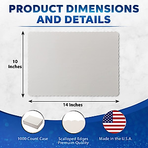 Paterson Paper White Paper Placemats Disposable - 10” x 14”- Bulk 1000 Count - Scalloped Economy Newsprint