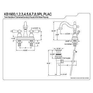 Kingston Brass KB1603PL 4 in. Centerset Bathroom Faucet, Antique Brass,4-Inch Center
