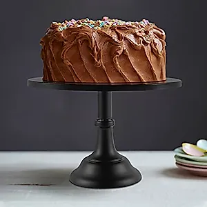 FUNSUEI 12 Inch Round Metal Cake Stand, Detachable Metal Cupcake Stand, Dessert Display Plate for Weddings, Tea Parties, Birthday Parties and Other Celebrations, Black