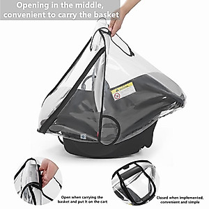 Universal Car Seats Carrier Rain Cover, Infant Baby Travel Ventilated Wind Rain Shield, Waterproof, Snow and Dust Proof Rain Cover Features Quick-Access Zipper Door & Side Ventilation & Handle Opening