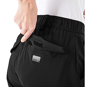 Rdruko Women's Hiking Cargo Pants Lightweight Water-Resistant Quick Dry UPF 50+ Travel Work Pants Zipper Pockets Black Large