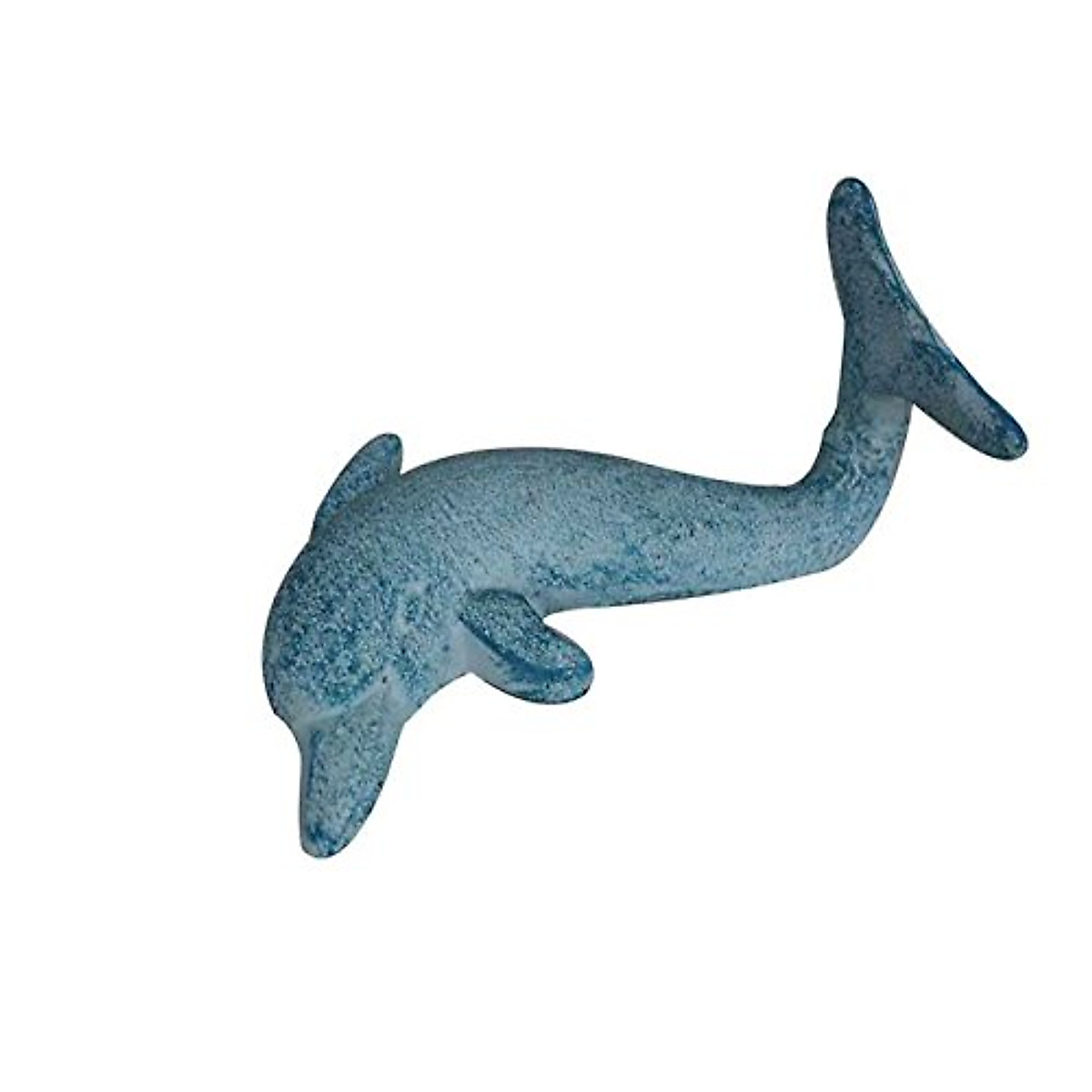 Hampton Nautical Decorative Cast Iron Dolphin Hook, 7", Light Blue Whitewashed