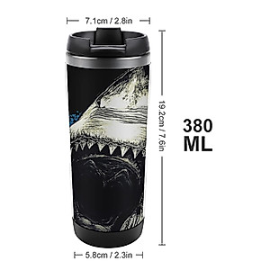 Evil Shark Teeth Travel Coffee Mugs with Lid Insulated Cups Stainless Steel Double Wall Water Bottle