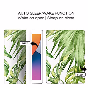 Vonna Case for Apple iPad Air 5th 2022 4th 2020 Gen 3th 10.2 12.9 Pro 11 10.5 9.7 Mini 6 5 4 3 2 1 Magnetic Closure Design Print Palm Leaf Slim Tropic Stand Watercolor Monstera Green Leaves vm252