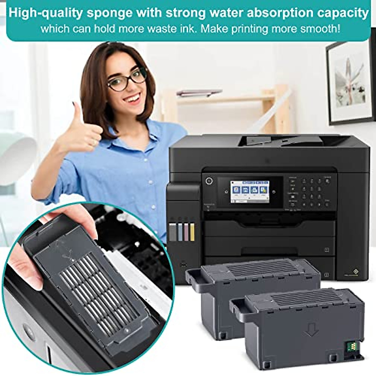 Hosaam C9345 Ink Maintenance Box Replacement for WF-7840 ET-16650 ET-16600 ET-8550 ET-5850 ET-5880 ET-8500 WF-7820 WF-7310 ET-5800 EC-C7000 ST-C8000 ST-C8090 Printers (C12C934591/PXMB9/C9345)(2 Packs)