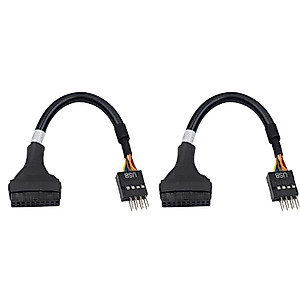 Duttek USB 3.0 Header to USB 2.0,USB 3.0 to USB 2.0 Motherboard Adapter Cable,19 Pin USB3.0 Female to 9 Pin USB2.0 Male Motherboard Cable Adapter Converter 6 inch/15cm (2 Pack)
