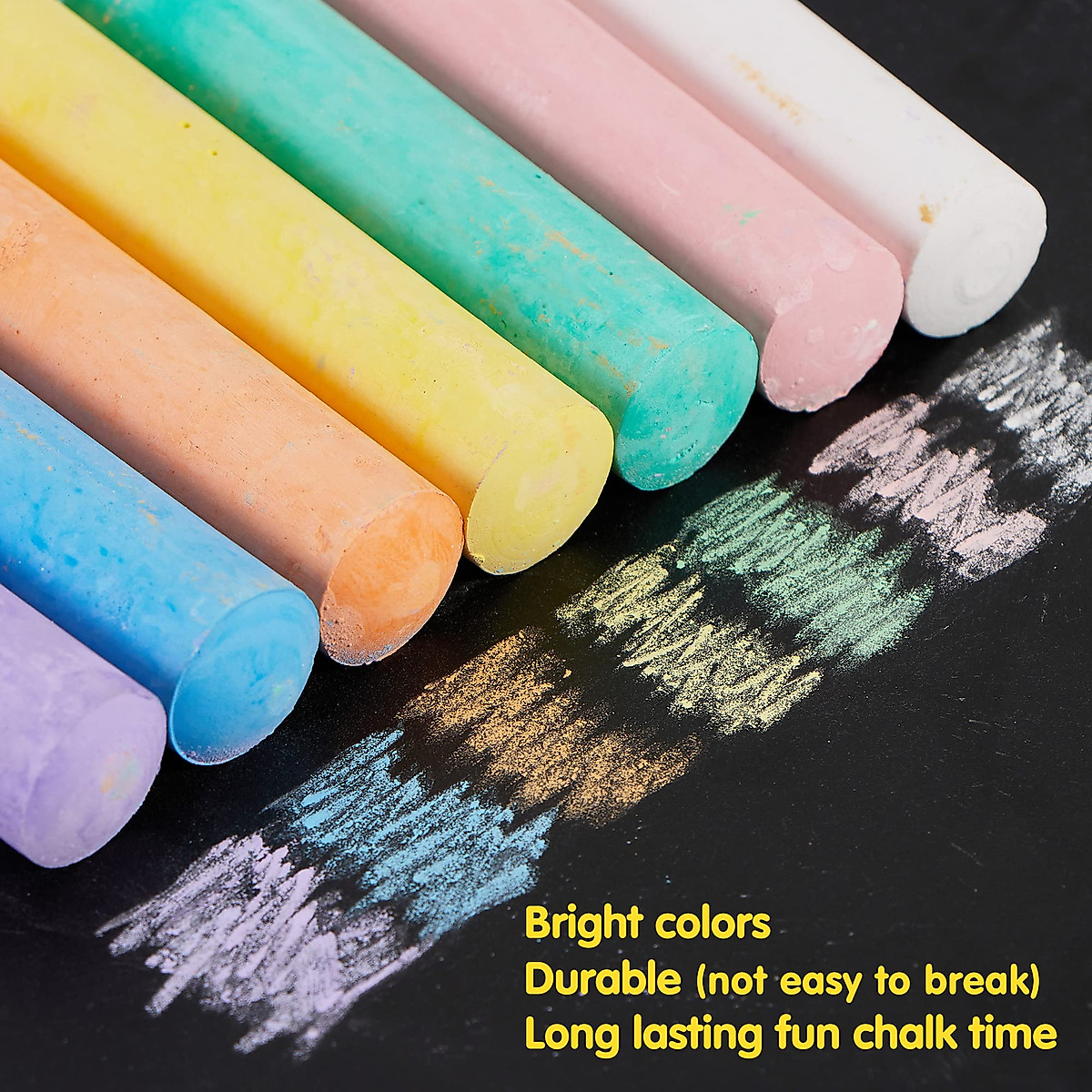 160 PCS Sidewalk Chalks Set Non-Toxic Washable Jumbo Chalk for Outdoor Art Play, Painting on Chalkboard, Blackboard and Playground