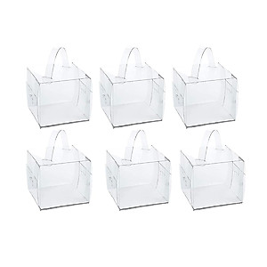 Steedna Clear Cake Box with Handles & Cake Boards 6 Set Mini Cake Containers Small Cake Boxes Cup Cake Holders for Cupcakes, Donuts, Baked Goods (5 inch 5.9“ × 5.9“ × 5.1“)