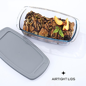 JoyJolt Glass Loaf Pan Set with Lid, Rectangular, 1.9 Quart, Deep, Meatloaf & Banana Bread Loaf Pans