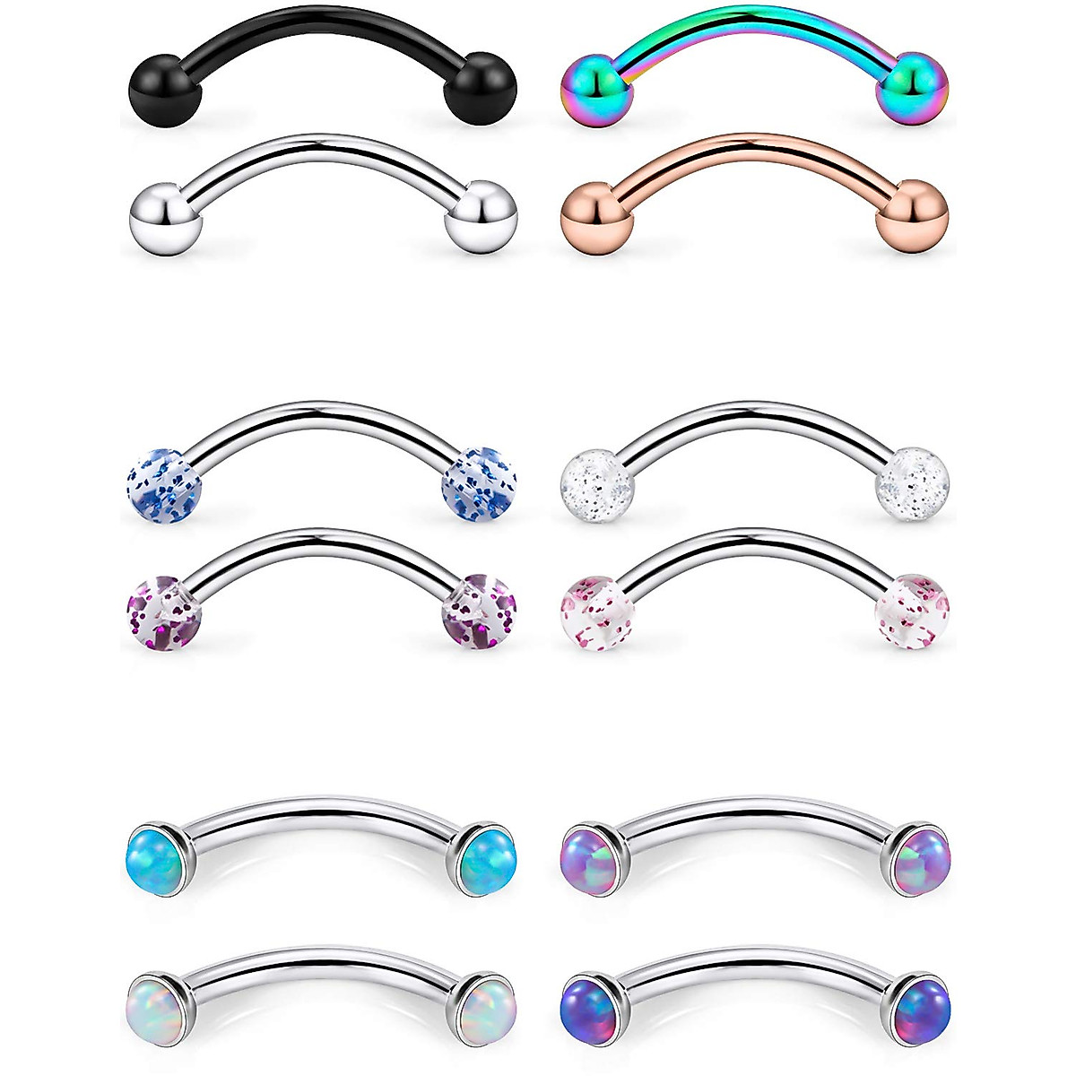 Jenxnjsjo Eyebrow Rook 16g 8/10mm Piercing Jewelry Ring for Women Vertical Labret Lip Hood Curved Barbell Rook Snug Earrings Belly Button Snake Frog Eyes Vch Bridge Cartilage Daith Surface Anti Tragus