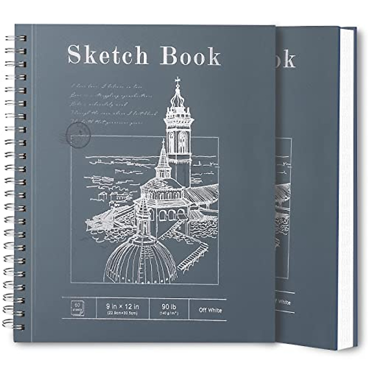 SuFly Hardcover 9x12 Sketchbook, Artist Sketch Pads for Drawing Pack of 2, 120 Sheets 90lb/140GSM Thick Sketch Book for Drawings, Suitable for Kids, Teens & Adults, White