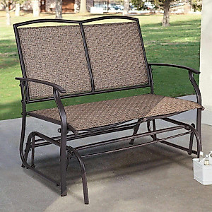 UYSB Patio Rocking Bench 2 Person Chair w/Armrest Loveseat Backyard Chair Rocking Chair Rocker Chair Rocker Camp Chair Rocker Recliner Rocking Camp Chair Rocking Chairs Outdoor Rocking c