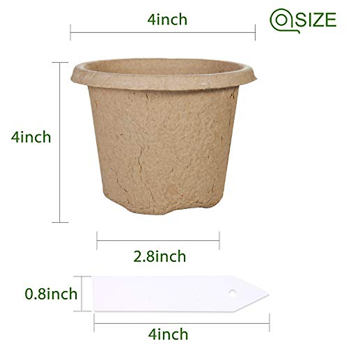 ZOUTOG Seed Starter Trays, 4 Inch Round Biodegradable Peat Pots, for Your Garden, Greenhouse or Nursery, 60 Packs, Bonus 60 Plant Labels