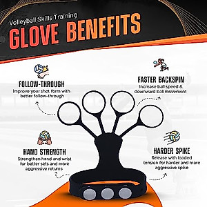 Spike Glove - Volleyball Training Aid - Great for Improving Power, Accuracy and Topspin on Serves and Spikes - Stretchy Silicone Glove Trains Aggressive Wrist Flick and Downward Finger position 3 pack