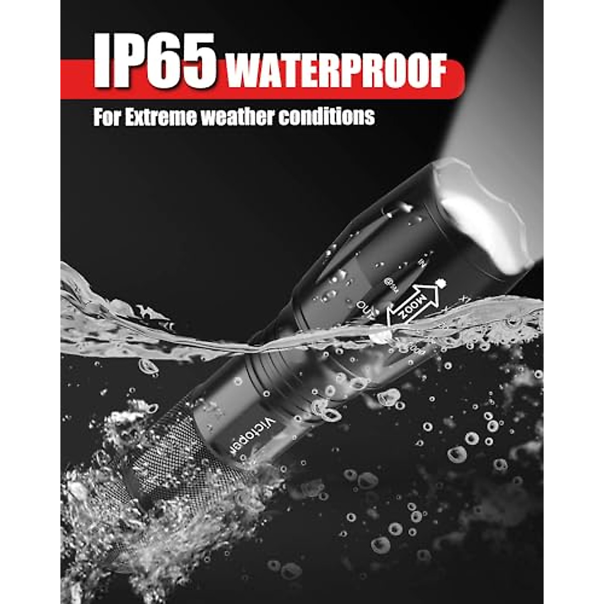 Victoper LED Flashlight 2 Pack, Bright 2000 Lumens Tactical Flashlights High Lumens with 5 Modes, Waterproof Focus Zoomable Flash Light for Outdoor, Gifts for Birthday for Men Women Adults