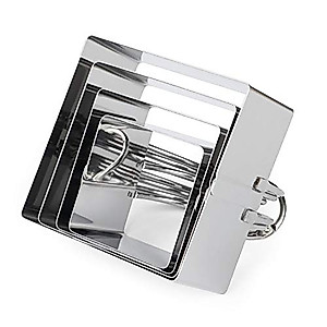 HULISEN Square Biscuit Cutter Set (4 Pieces/Set), Stainless Steel Cookies Cutter with Handle, Professional Baking Dough Tools, Gift Package (Square)