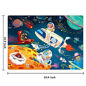 Floor Puzzles for Kids Giant Floor Puzzles Big Pieces Planet Puzzles 56 PCS Creative Moiré Fringes Jumbo Floor Puzzles Preschool Learning Educational Toys for Boys Girls (Fantasy Space)