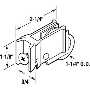 Sliding Glass Door Roller for Miller Industries Doors, 1-1/4" Steel Wheel, 3/4" Wide Housing
