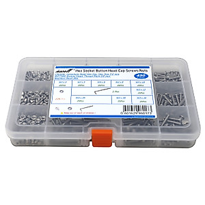 iExcell 500 Pcs M3 x 6/8/10/12/14/16/18/20/25/30/35 mm Stainless Steel 304 Hex Socket Button Head Cap Screws Bolts Nuts Kit