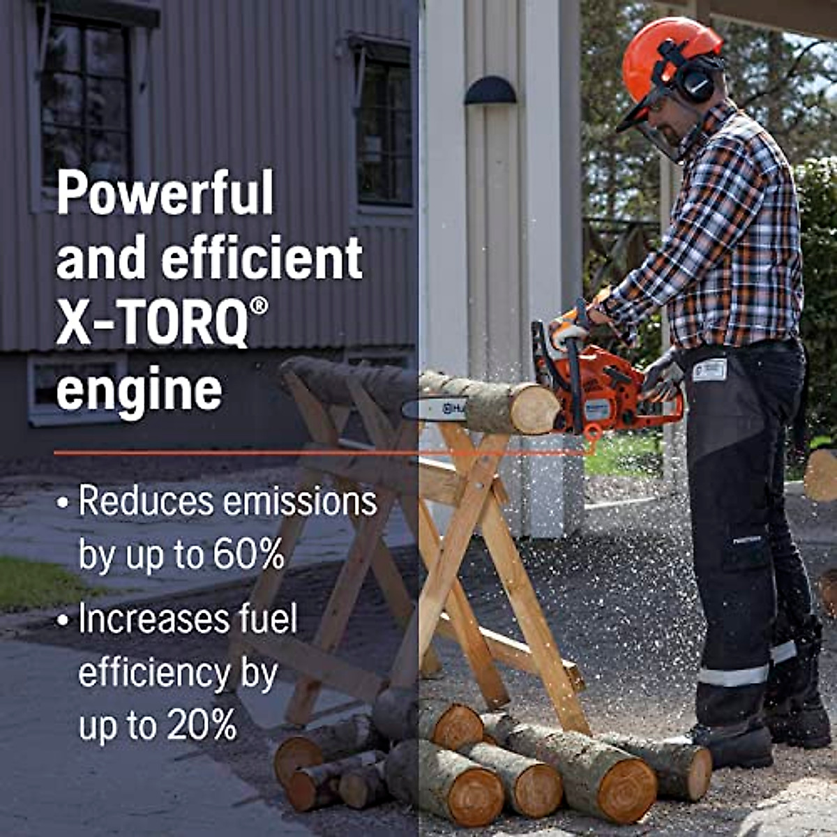 Husqvarna 120 Gas Powered Chainsaw, 38-cc 1.8-HP, 2-Cycle X-Torq Engine, 16 Inch Chainsaw with Automatic Oiler, For Wood Cutting, Light Felling and Limbing