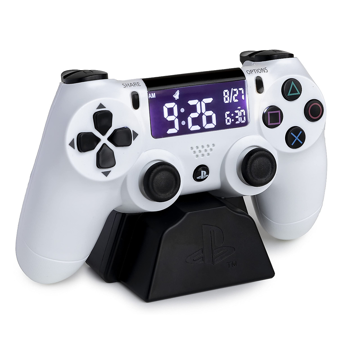 Paladone PlayStation Digital Alarm USB Reverse LCD with Backlight, White PS5 Controller Design, Use D Pad & Buttons to Control & Set Clock, Gamer Decor, PlayStation 5 Gaming Desk Accessories