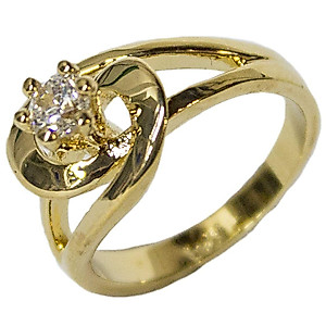 RS Covenant Women's 18 Kt Gold Plated Dress Ring Circle Cut CZ Solitaire 115 (6)